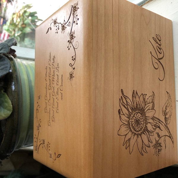 Wedding Present, Personalized Recipe Box, Gift for Her, Sunflower Decor ...