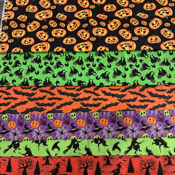Mischievous Pumpkins Fabric, Halloween Fabric by the Yard and Half Yard ...
