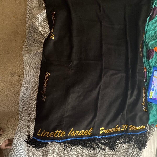 Hebrew Israelite Custom Scarf/shaw With Fringes/boarder of Blue - Etsy