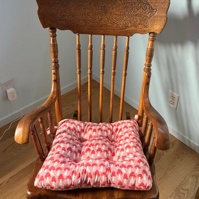 Pink Chair Cushion, Tufted Pad, Pastel Watercolor Floral, Trendy ...