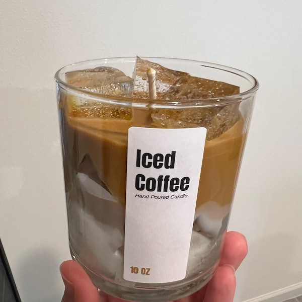 Iced Coffee Candle 10 Oz - Iced Latte Cold Brew Coffee Shop, Premium ...