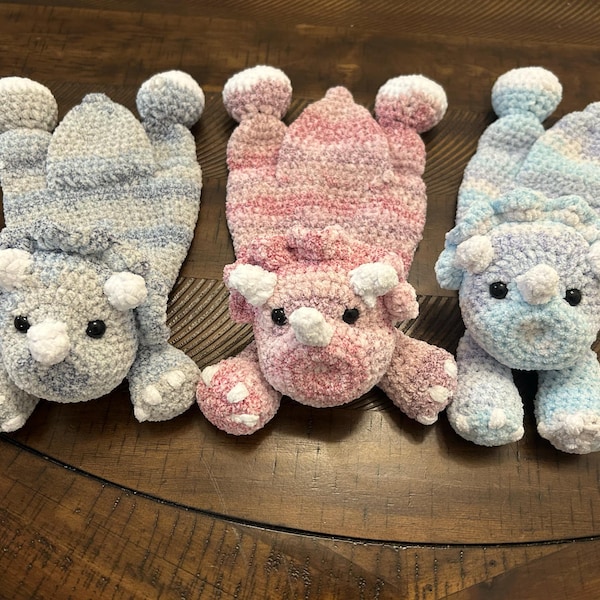 Crochet Triceratops Snuggler Pattern: Amigurumi Dinosaur Lovey (PDF ...