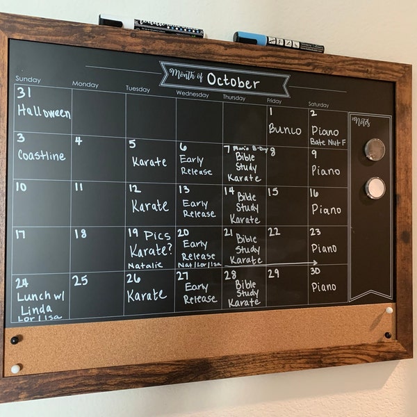 18x24 Chalkboard Calendar and Bulletin Combo Board- Includes Chalk ...