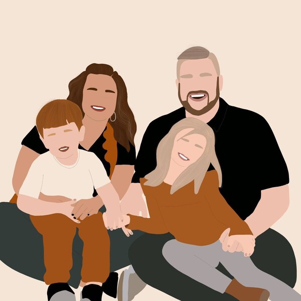 DIGITAL PORTRAIT Minimalistic Digital Portrait Faceless Family Portrait ...