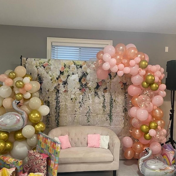 8ftx8ft | Hanging Flower Vinyl Party Backdrop, Flower Theme Photography ...