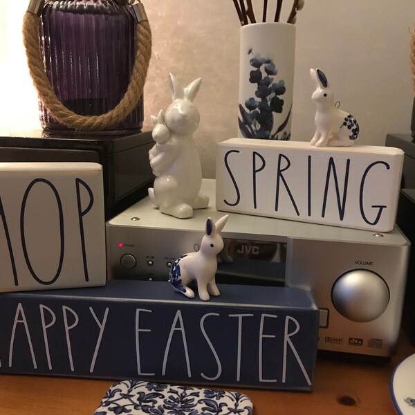 Spring / Easter Block Wooden Signs - Etsy UK