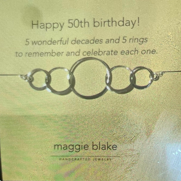 50th Birthday Gift for Women, 5 Sterling Silver Interlocking Rings ...