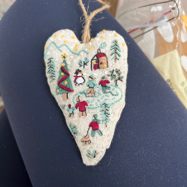 Embroidered Christmas Ornament Heart Pattern: DIY Project (PDF Pattern ...