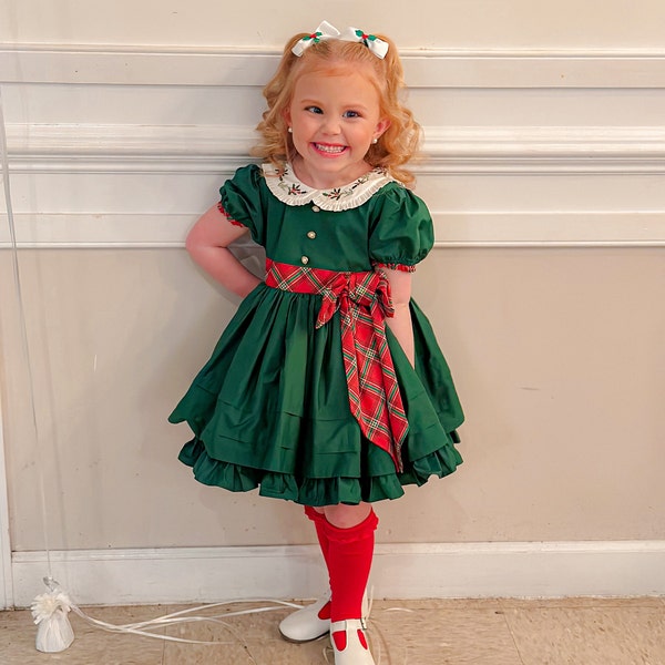 Girls Christmas Dress, Green Christmas Dress, Girls Holiday Dress ...
