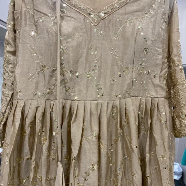 Embroidered Cinon Silk Anarkali Gown: Indian Wedding Dress - Etsy