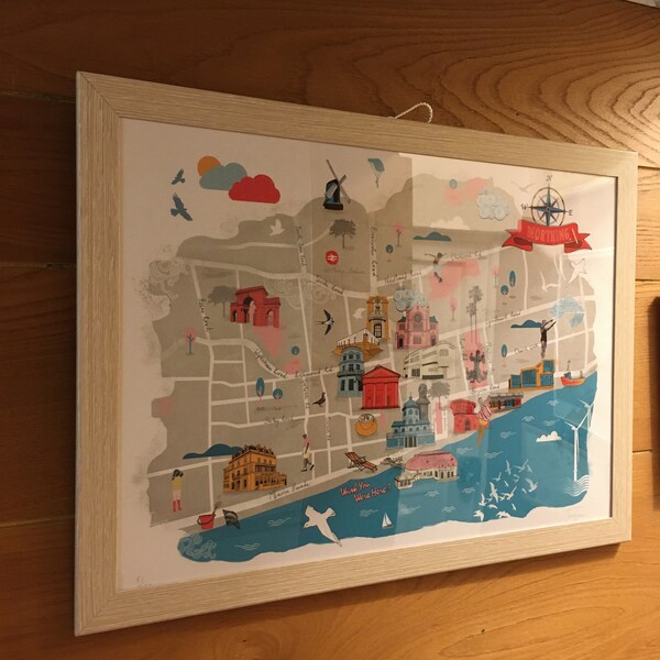 Brighton Map, Brighton Hand Drawn Map Print, Illustrated Map, Brighton ...