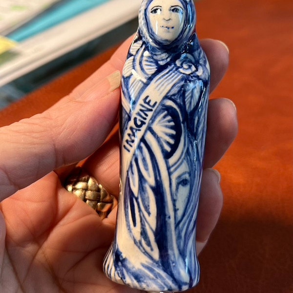 Wallflower Ceramic Sculpture in Blue One of a Kind Sculpture of a Lady ...
