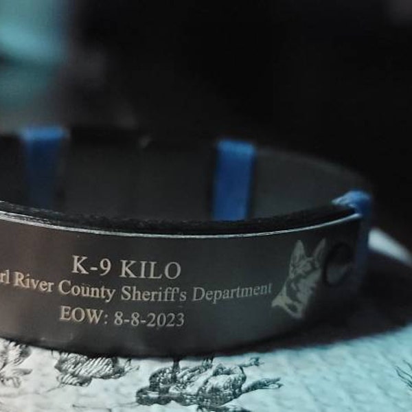 Personalized Fallen Police Officer K9 Memorial Leather Bracelet, End of ...