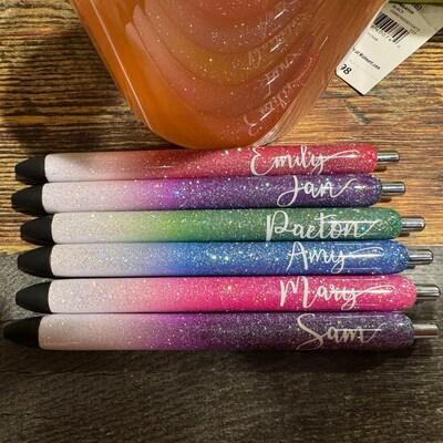 Ombre Glitter Pens, Pink Blue Purple Green Yellow Orange Red to White ...