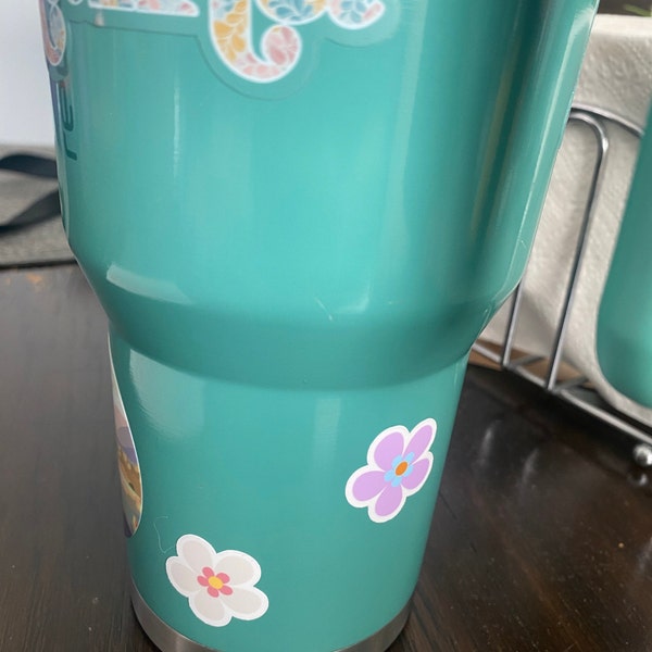 Pastel Flowers Vinyl Sticker Set of 6, Flower Pack, 1" 1.5"or 2 ...