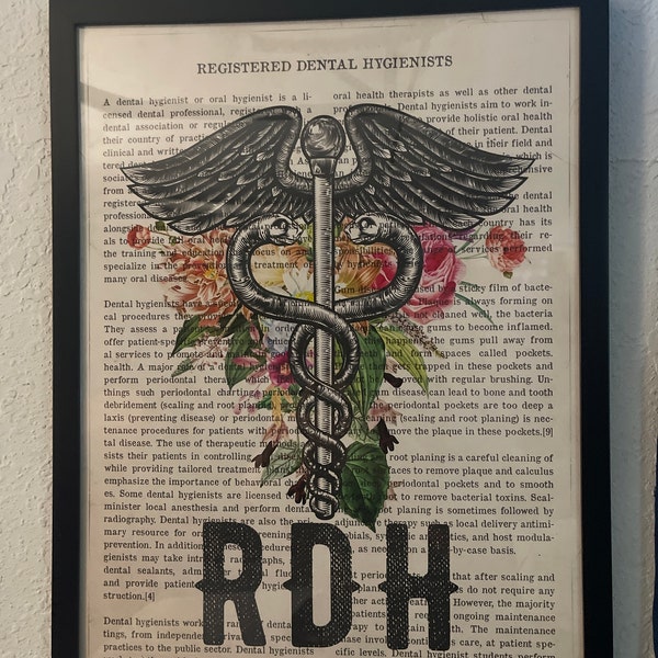 RDH With Flowers Print, Registered Dental Hygienist Gift, Oral ...