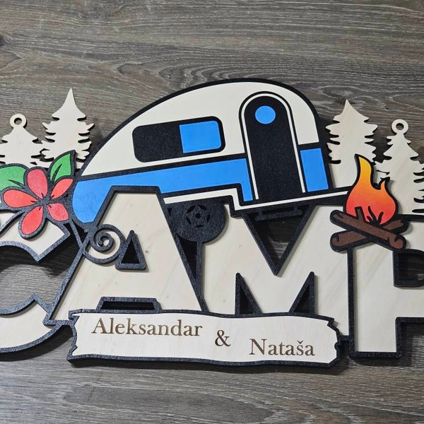 Camp Camper Sign - Easy Finish - Laser Cut File - Glowforge and All ...