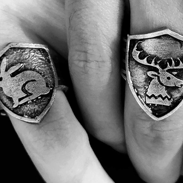Stag Shield Ring - Adjustable - Handcrafted by Doctor Gus - Unisex ...