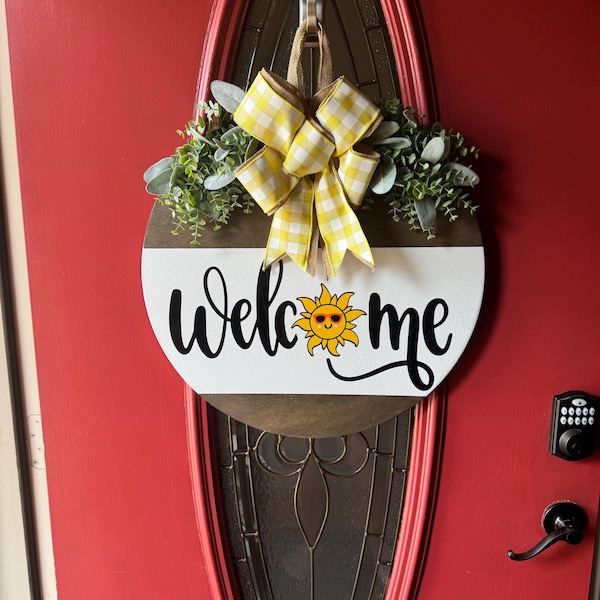 Summer Front Door Decor | Welcome Sign | Sun | Summer Door Hanger ...