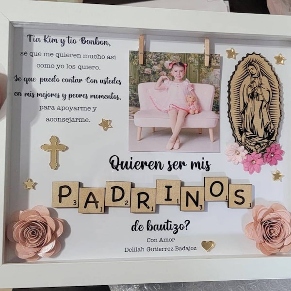 Godparents Proposal Shadow Box With Rosary | Godparents Gift With ...