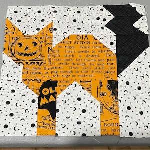 PDF Pattern Scaredy Cat Quilt Block Pattern, Halloween Quilt Block ...
