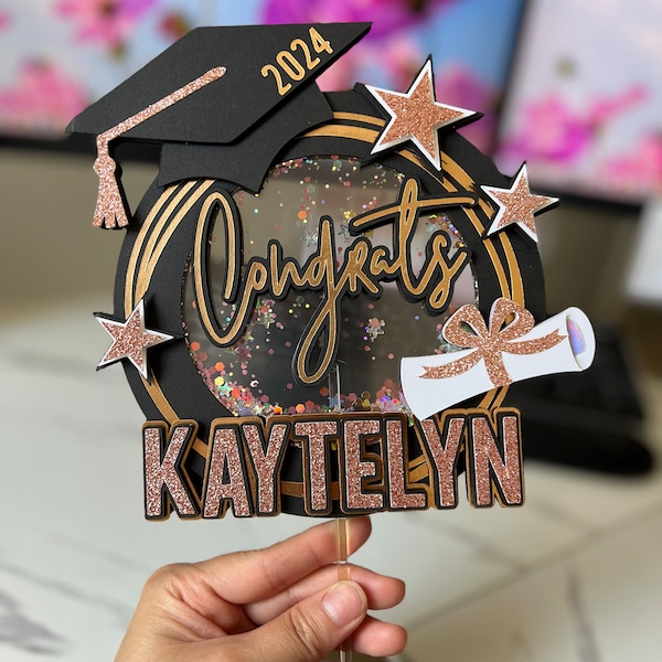Custom Graduation Shaker Cake Topper: Personalized Party Decor - Etsy