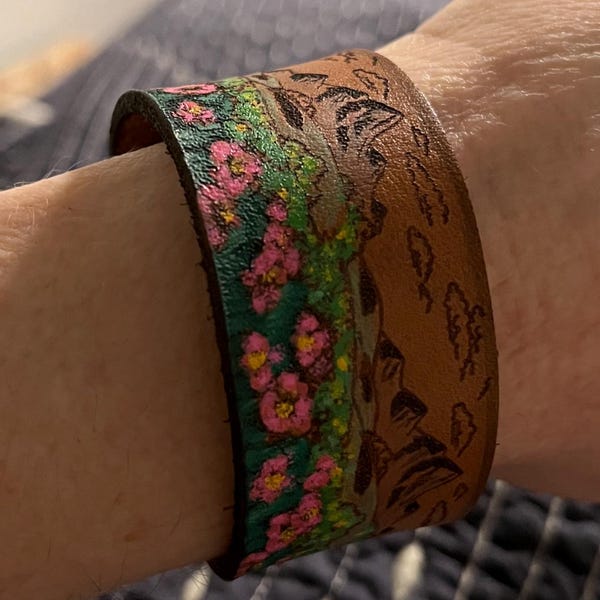 Adjustable Grief Bracelet, Handmade Leather Widow Bracelet, Wear a Ring ...