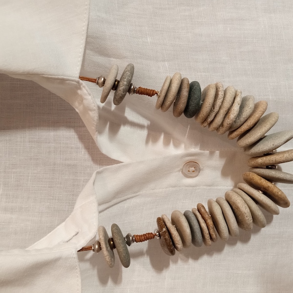 5 X 3/4 Inch STONE BUTTON Set Hand Drilled Beach Stones 2 Mm Holes ...