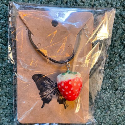 Red and Clear Beaded Cherry Phone Charm Keychain Purse Charm Accessory ...