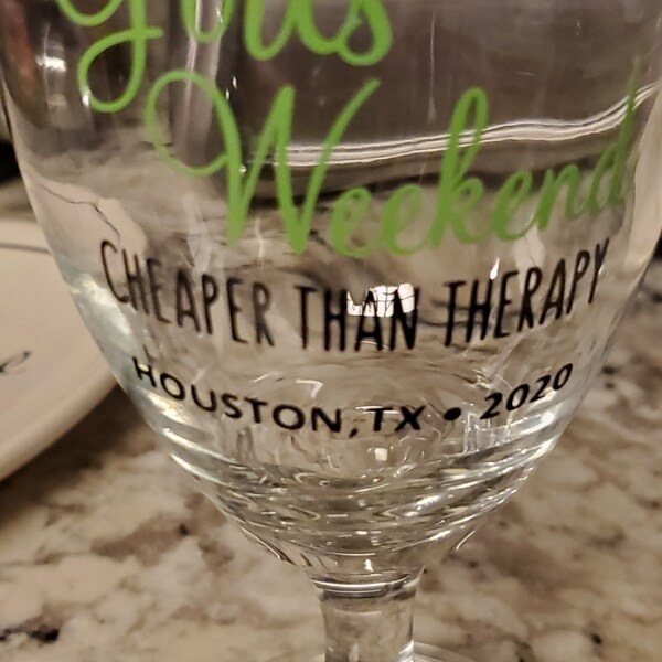 Girls Weekend Cheaper Than Therapy DECALS for Wine Glass, Yeti or ...