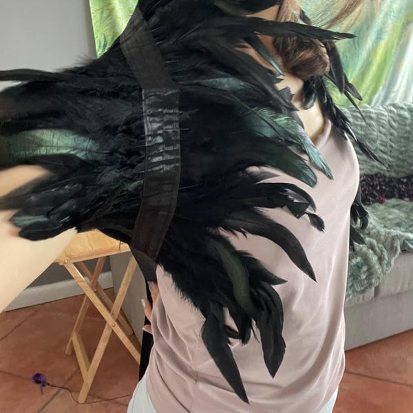 Elegant White Goose Feather Shawl Cloak Bridal Feather Cape Halloween ...