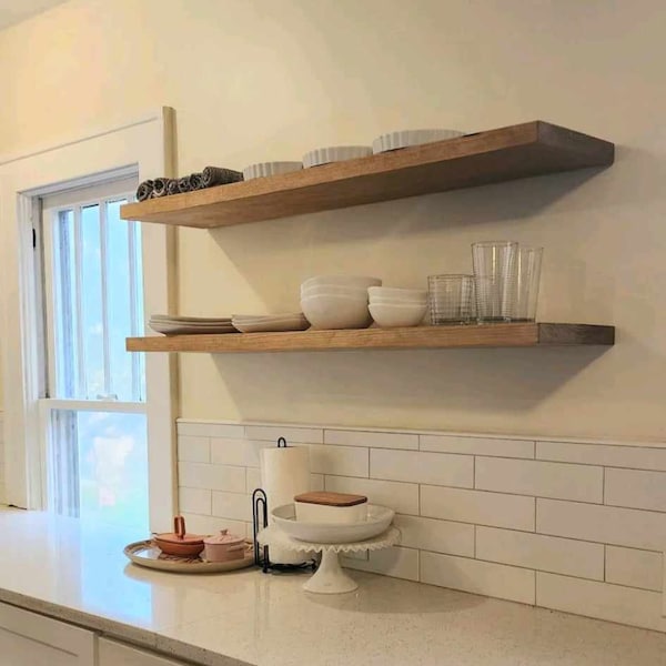 Corner L-shape Floating Shelves for Kitchen up to 11 Depth Farmhouse ...