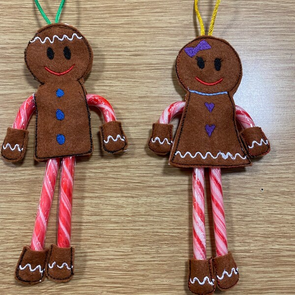 Candy Cane Gingerbread Man Embroidery Design File - Etsy