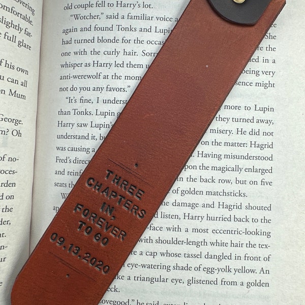 Personalized Tan Leather Corner Bookmark: Custom Message - Etsy