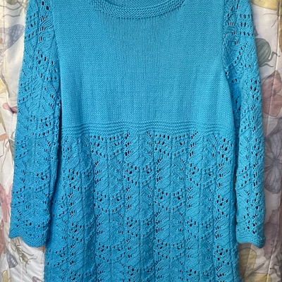 Womens Ladies Lovely Wavy Lace Pattern Tunic 36 50 DK Cotton Pdf ...