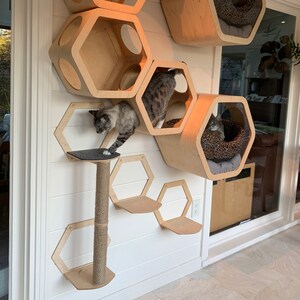 Wood Cat House Wall Cat Furniture Cat Play House Tower for - Etsy