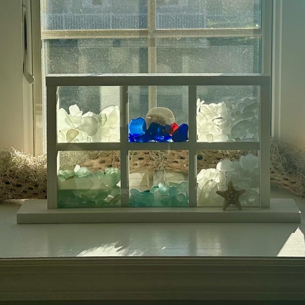 Dreamcatcher Stand up Sea and Beach Glass Display Window With Dividers ...