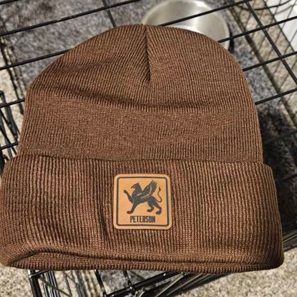 Custom Leather Patch Beanies Personalized Beanie Hats With Custom Logo Unisex Winter Hat Company ...