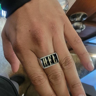 Customized 5 Letters Monogram Ring Name Ring Personalized - Etsy