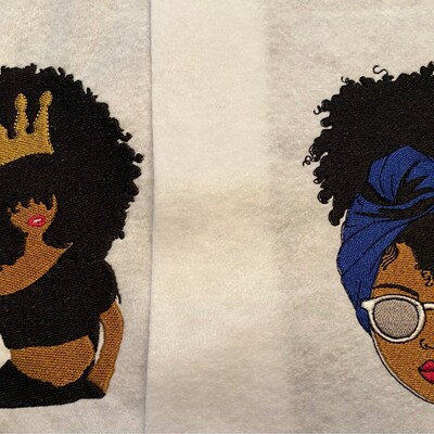 Afro Woman Machine Embroidery Design, Black Girl Embroidery Design ...