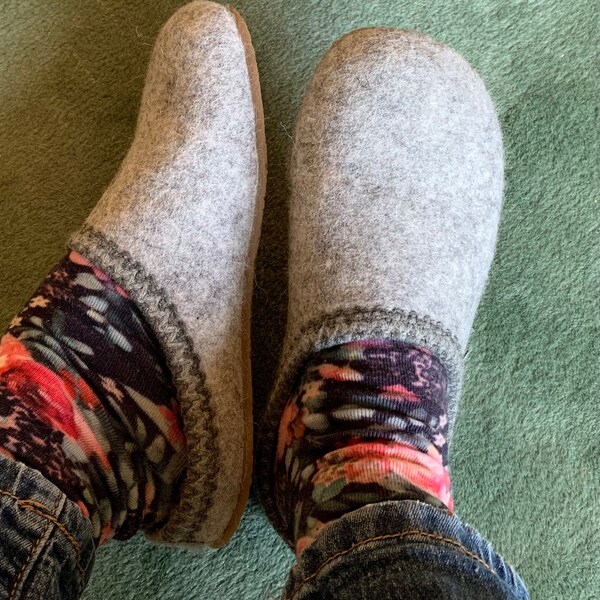 Ladies Handmade Slippers, Felt Slip-on Women's Slippers, Comfy Warm ...