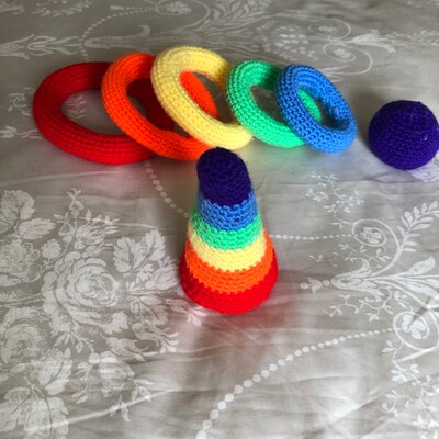 Crochet Baby Toys Montessori Rainbow Stacking Rings Pattern Crochet ...