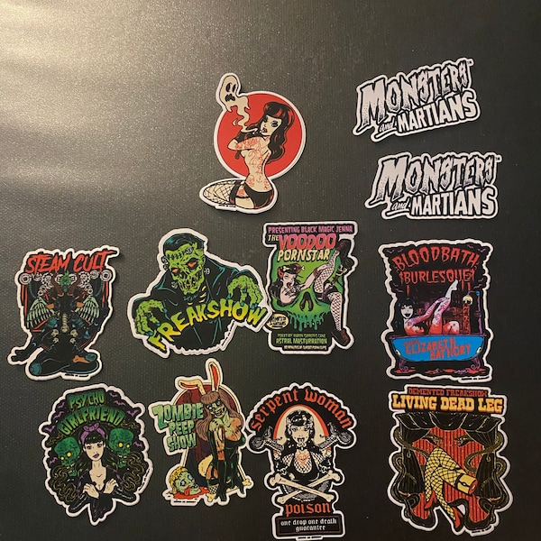 Demented Burlesque Vinyl Sticker, Horror Punk Decal, Psychobilly ...