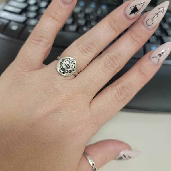 Silver Moon Ring Celestial Ring Moon Phase Ring Witch Ring Evil Eye ...