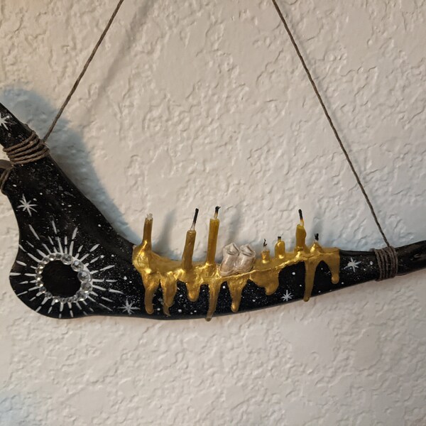 Witchy Green Pentacle Bone Painting: Oddities, Curiosities, Wall ...