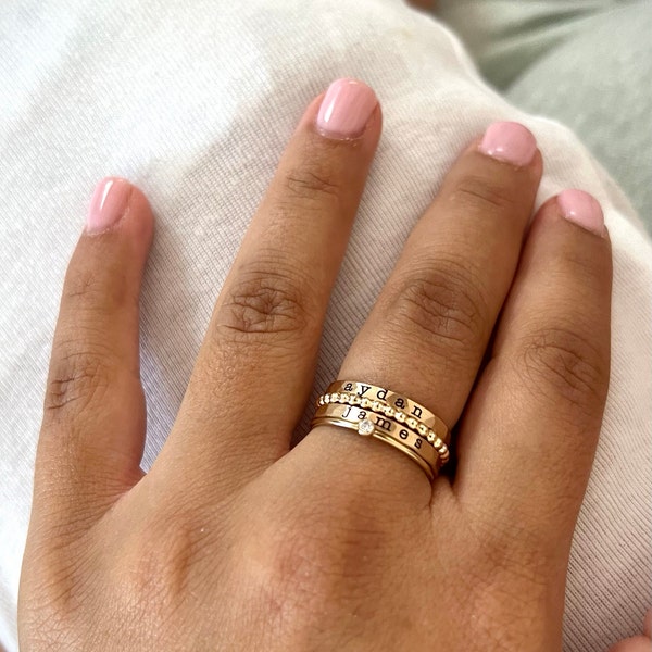Stacking Name Rings | Stackable Name Rings | Custom Name Rings ...