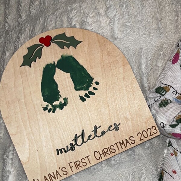Mistletoes Baby Footprint Mistletoe Craft Baby's First Christmas Craft ...