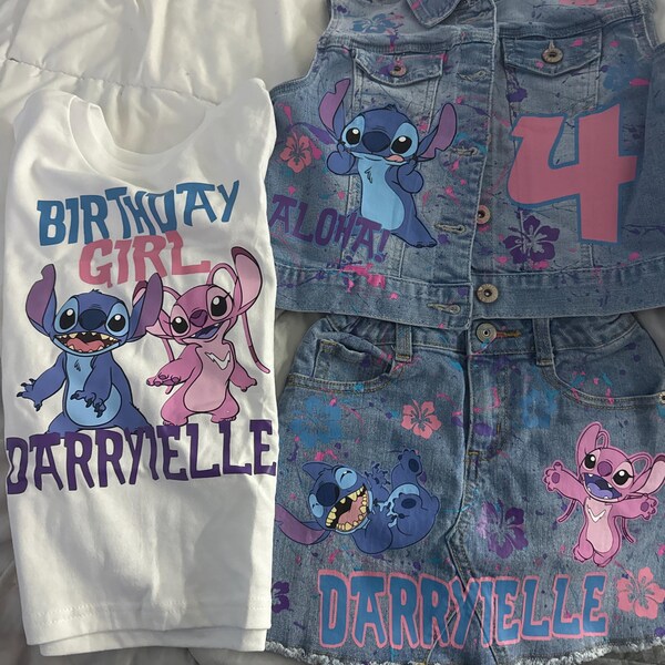 Kids Custom Characters Denim Jean Birthday Outfit - Etsy