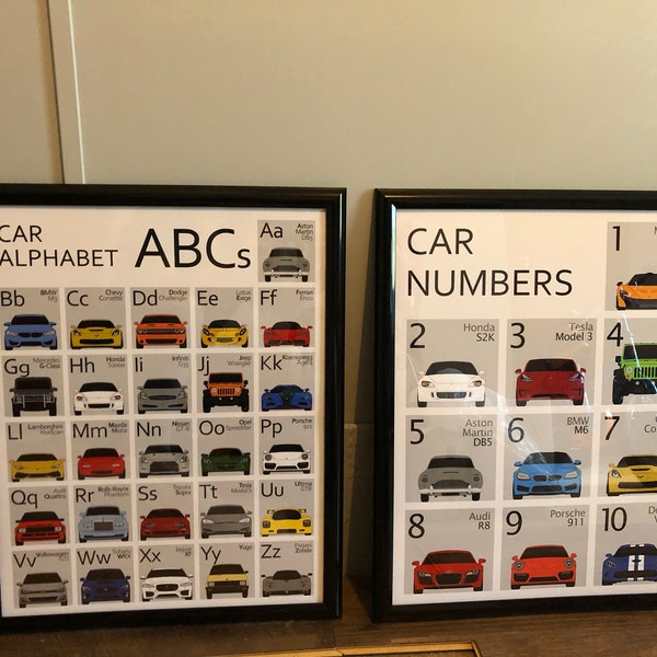 ABC Alphabet Car Nursery Car Poster Children and Kids, Covering A to Z ...