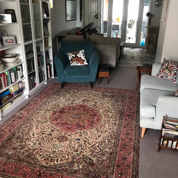 6x6 Vintage Rug , Beige Green Anatolian Rug , Oushak Rug , 6x6 Beige ...